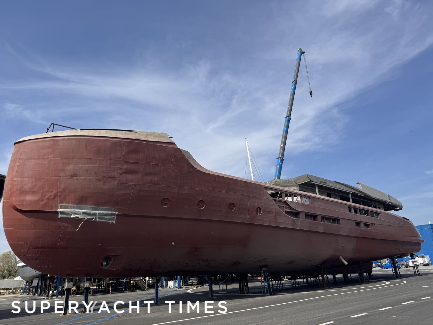 Amer Steel Explorer 41 superyacht moves to outfitting