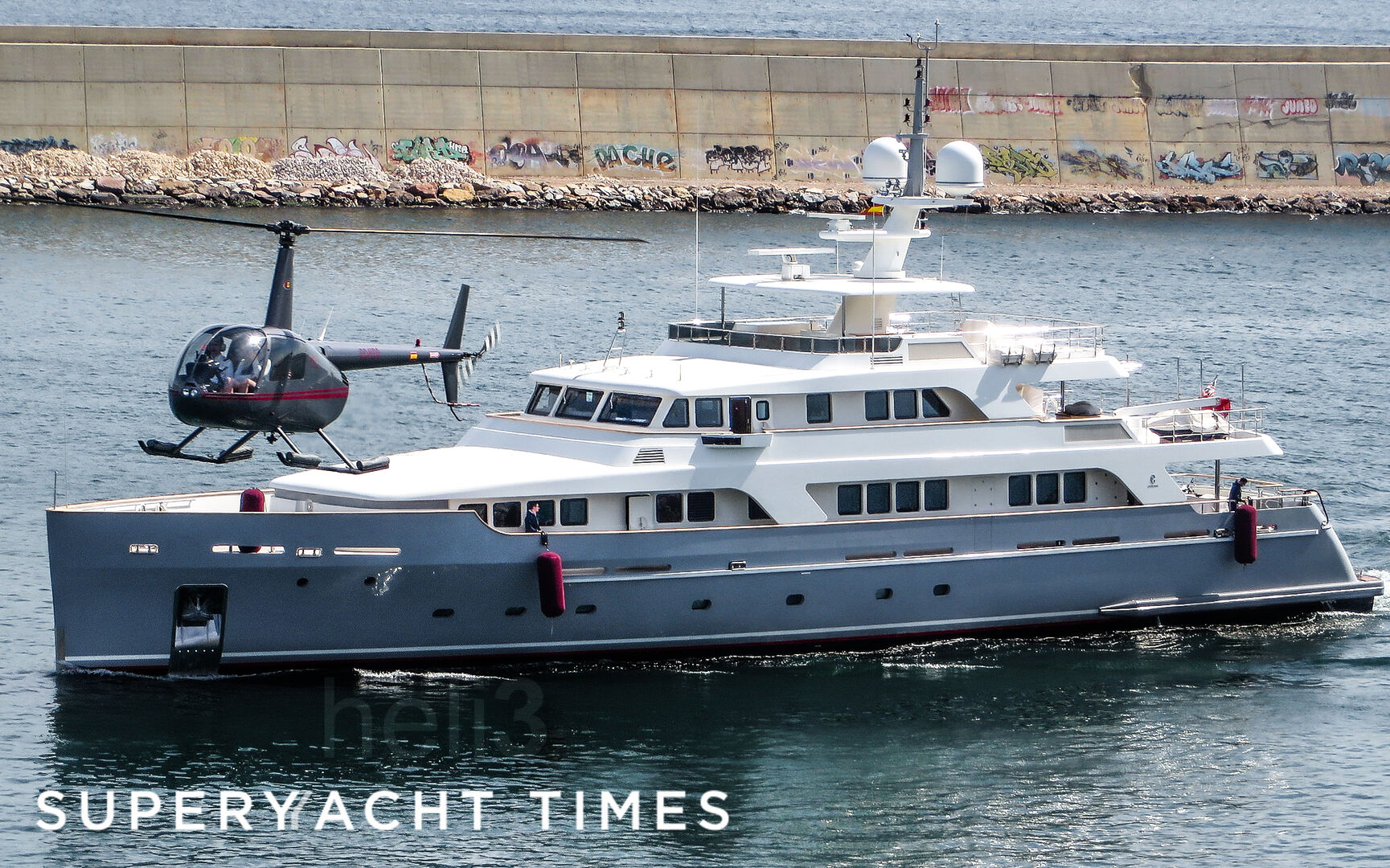 The 43m Codecasa superyacht Libra Omega arriving in Barcelona