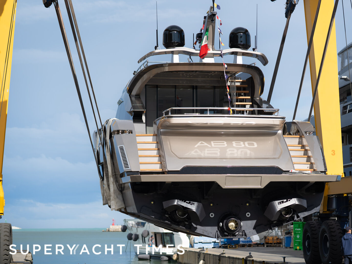 New 25m hull of AB Yachts’ AB 80 superyacht series launched