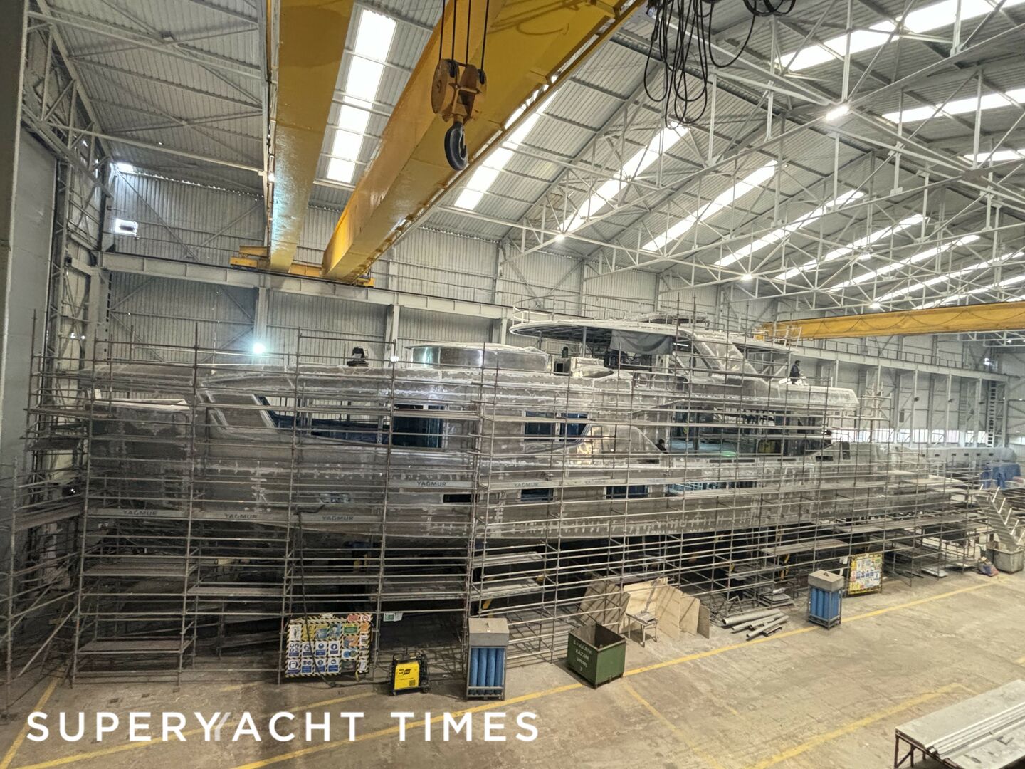 Hull and superstructure of 40m custom Anadolu superyacht Aisha completed