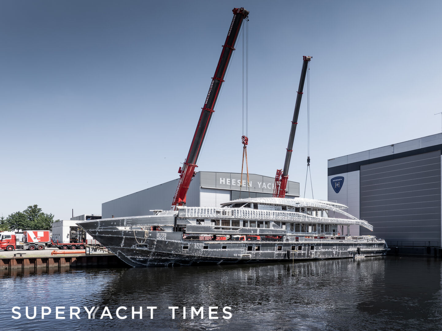 Project Sophia: Hull and superstructure of 50m Heesen yacht joined
