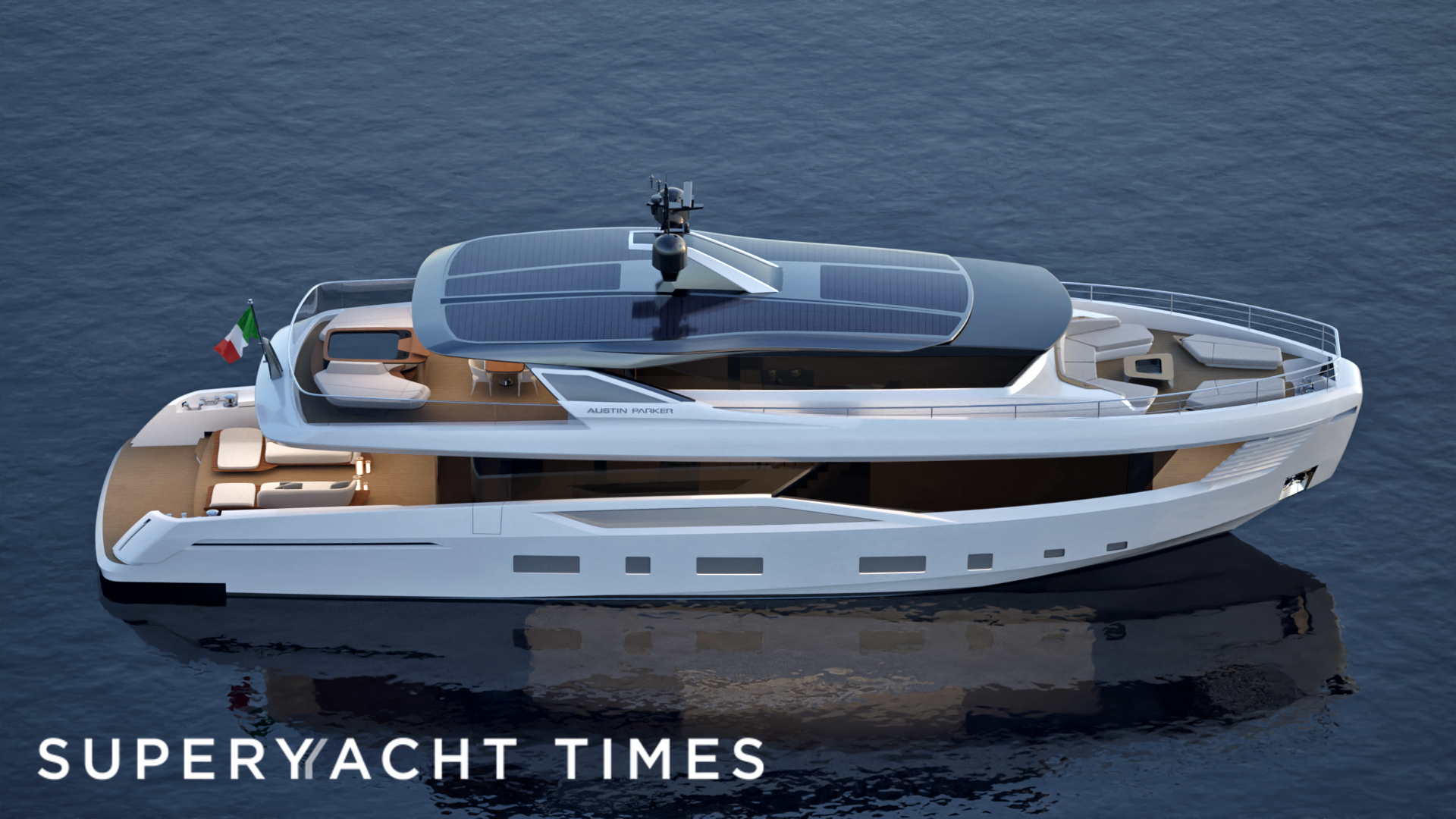 Austin Parker unveils the design of the new 30m navetta ICONICA 100