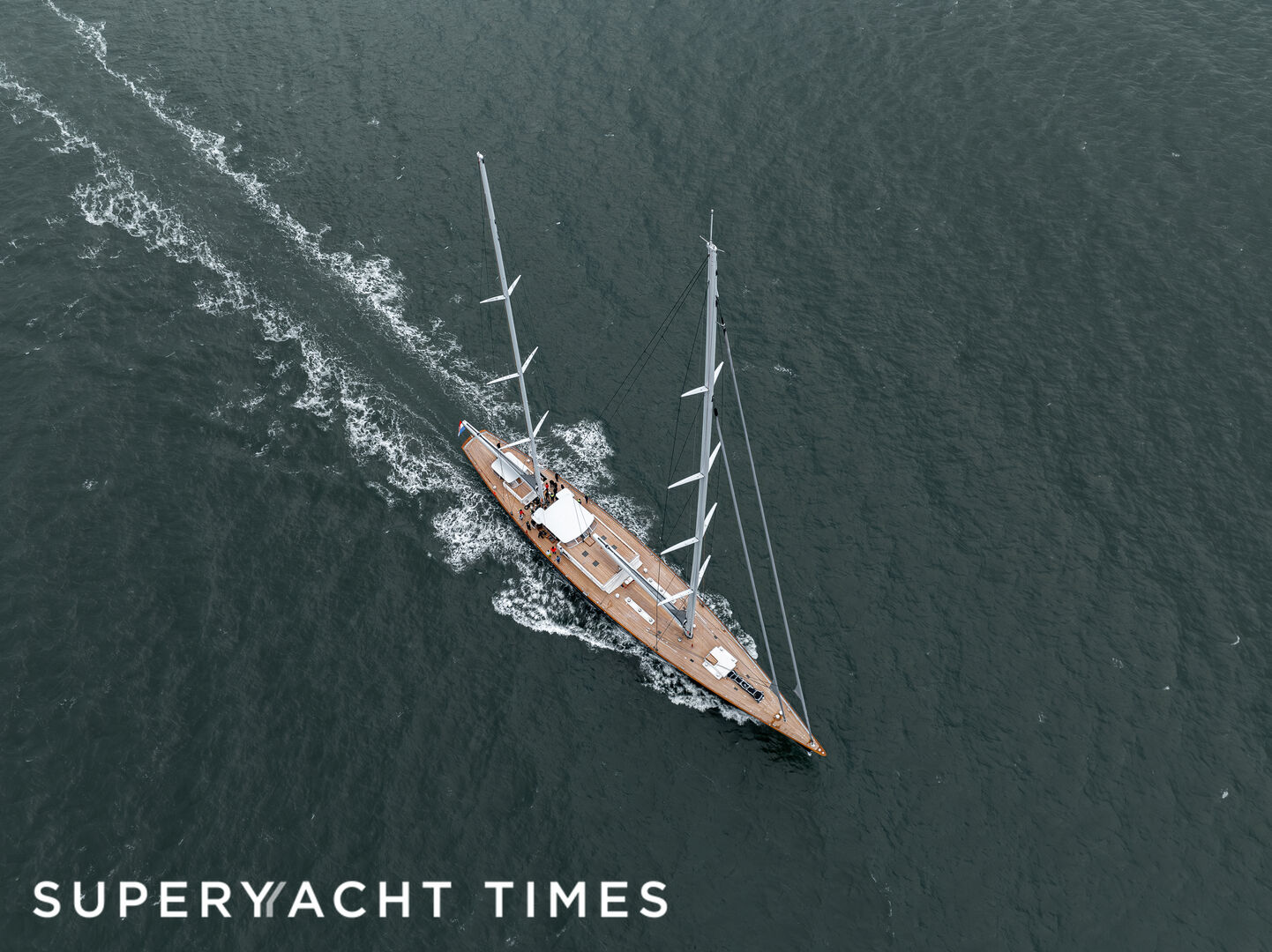 65m Royal Huisman sailing yacht Aquarius on sea trials