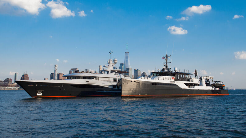 55m superyacht Gene Machine and 56m support yacht Gene Chaser for sale
