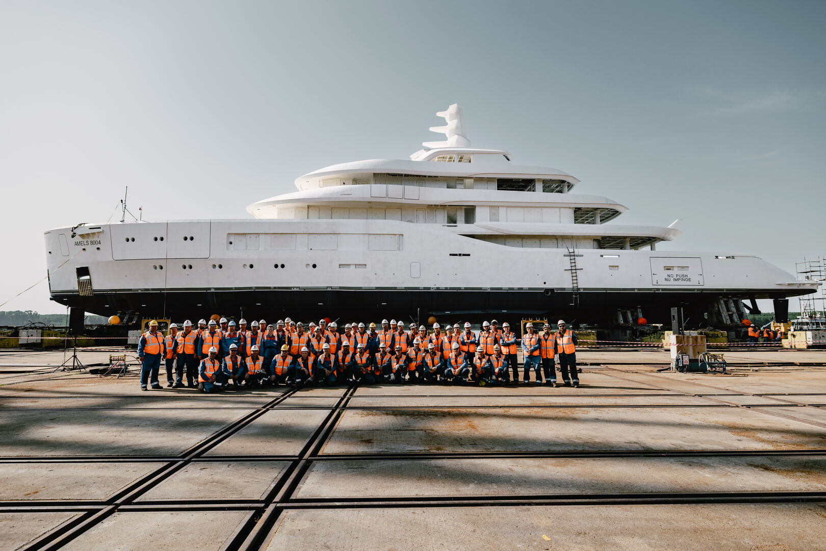 Fourth 80m Amels superyacht hull launched