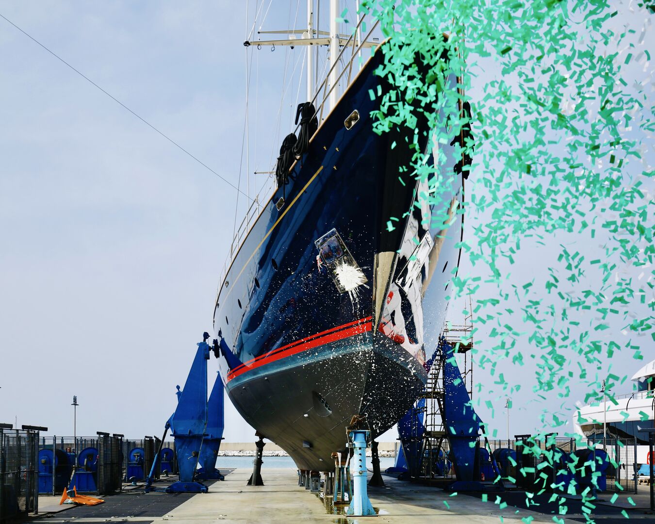 48m Perini Navi sailing yacht Belle Brise relaunched