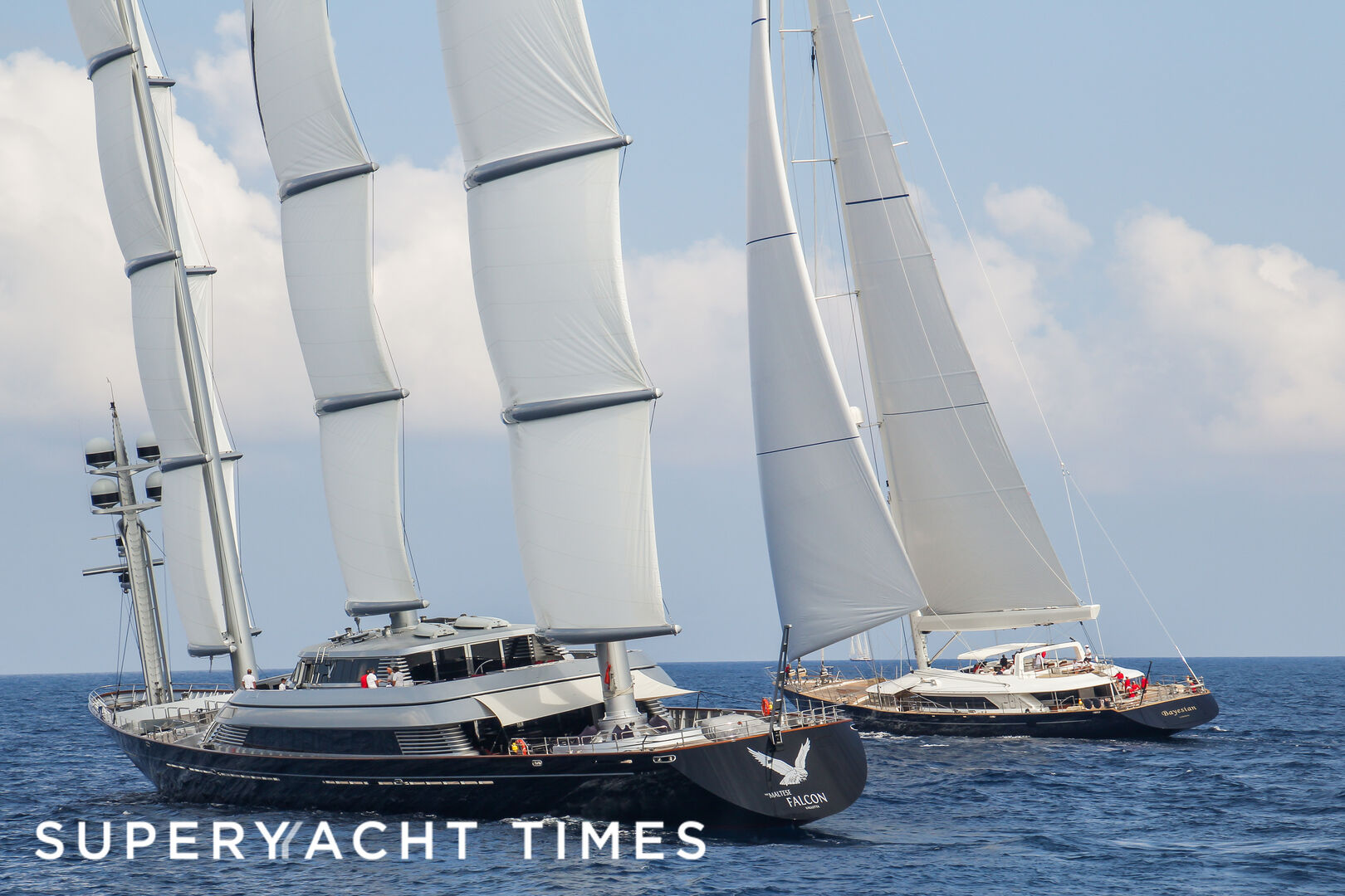 Perini Navi duo Maltese Falcon and Bayesian in Porto Cervo