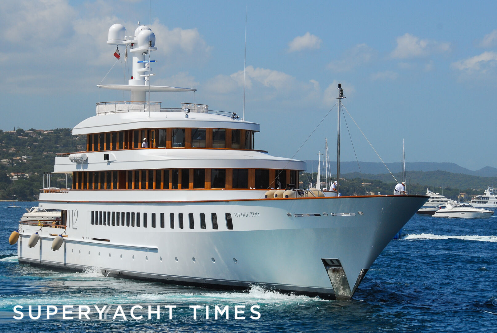 The 65m motor yacht Wedge Too arriving in St Tropez