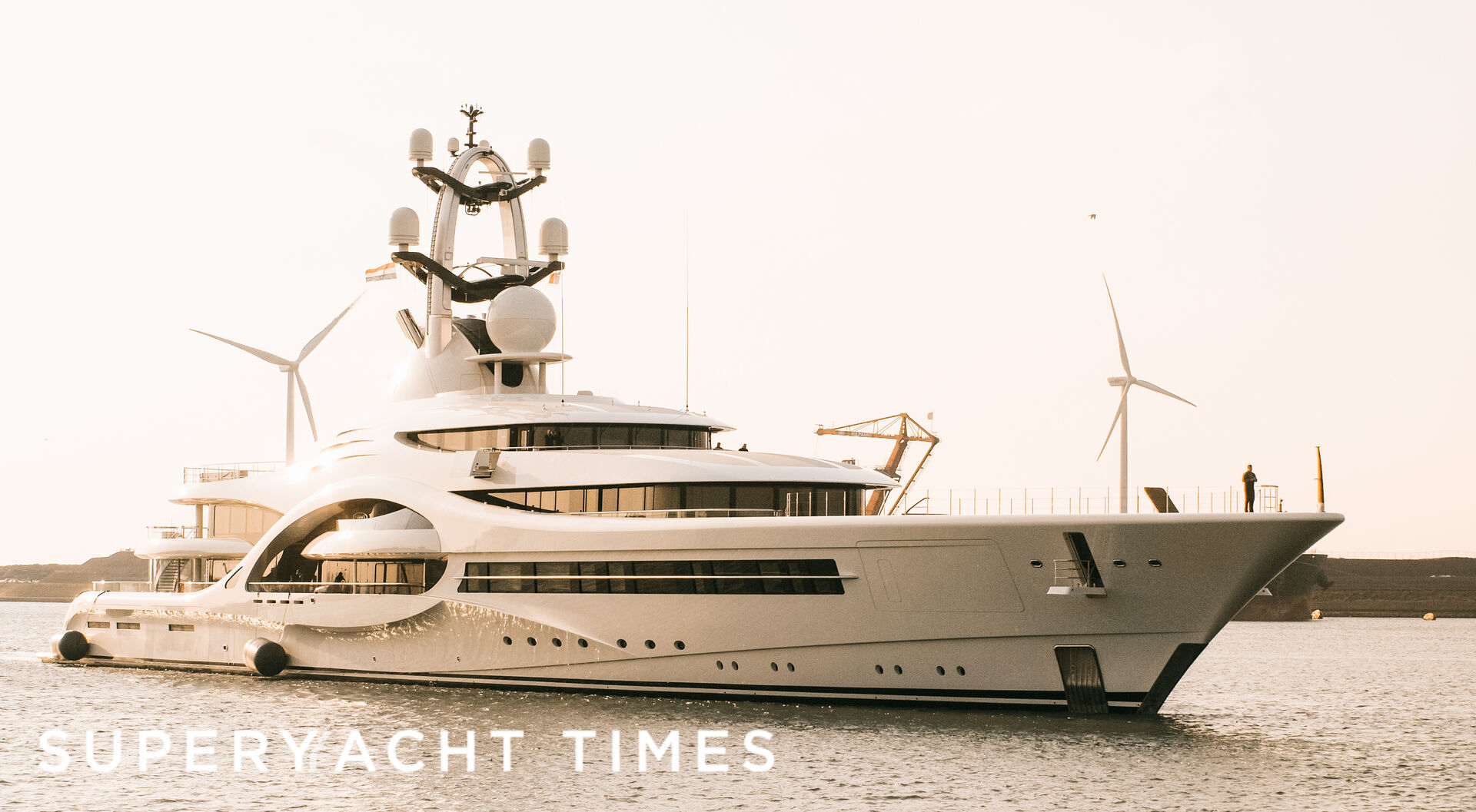 110m yacht Anna arrives in Amsterdam for maintenance