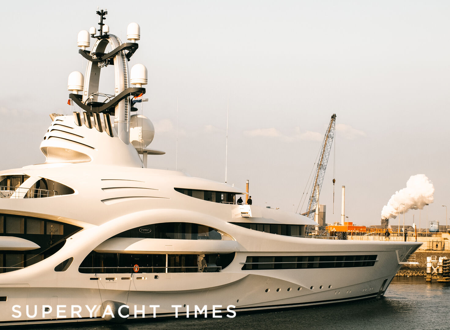 110m yacht Anna arrives in Amsterdam for maintenance