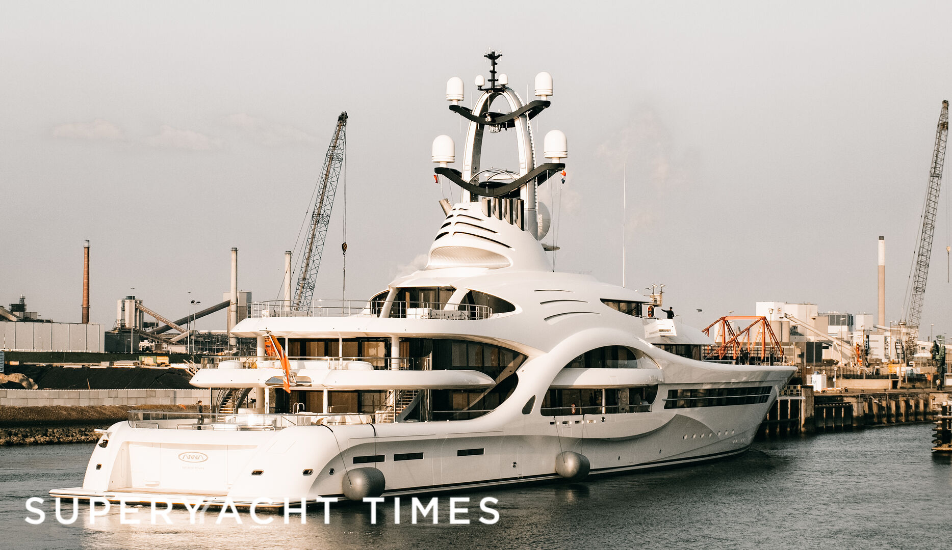 110m yacht Anna arrives in Amsterdam for maintenance