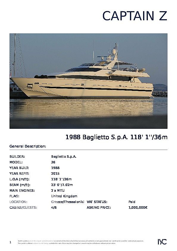 Captain Z yacht brochure
